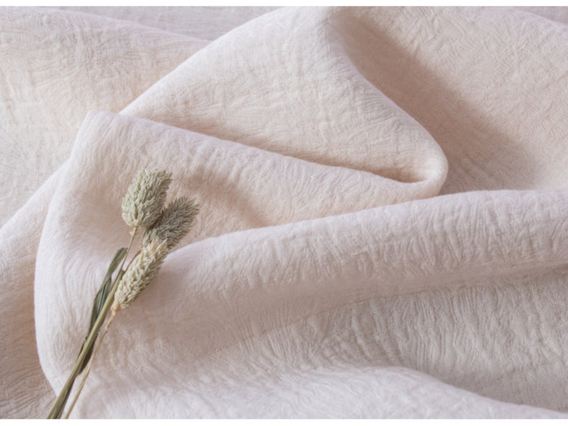 Jacquard Linen Cotton Fabric by the Yard - Etsy