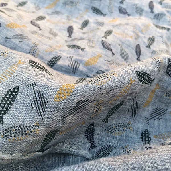 Printed Linen Fabric - Etsy