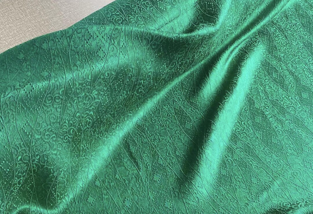 Jacquard Embossed Silk Fabric by the Yard - Etsy