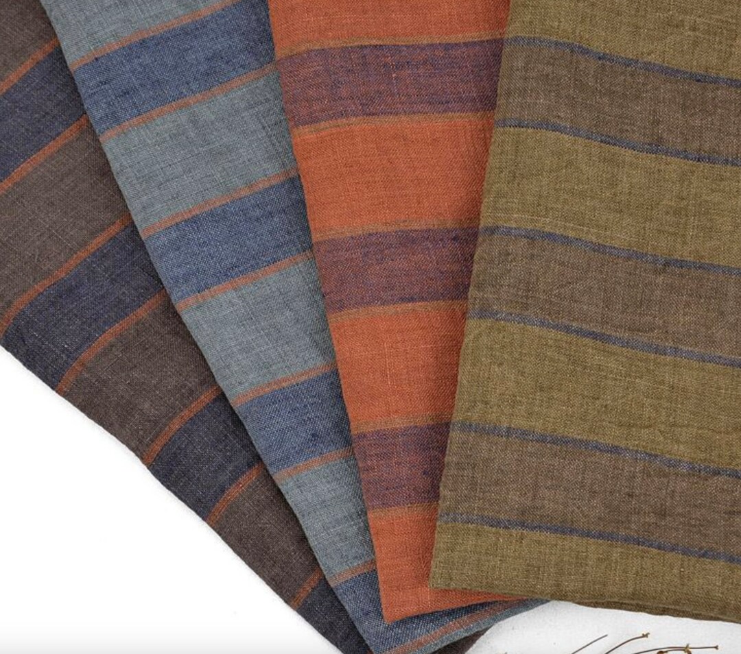 Striped Linen Fabric by the Yard - Etsy