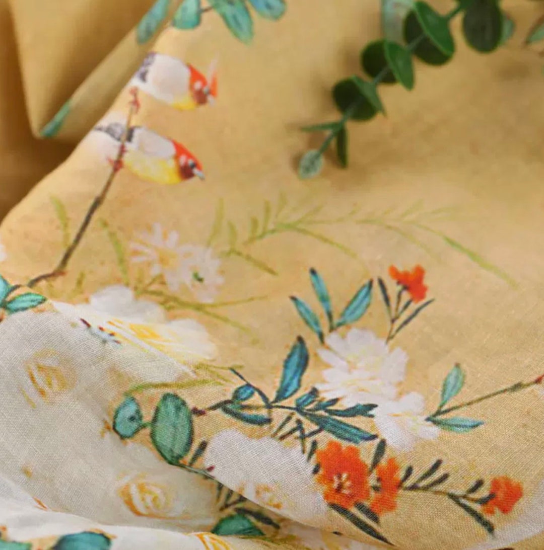 Print Ramie Fabric by the Yard for Blouses, Dresses, Skirts, Clothes ...