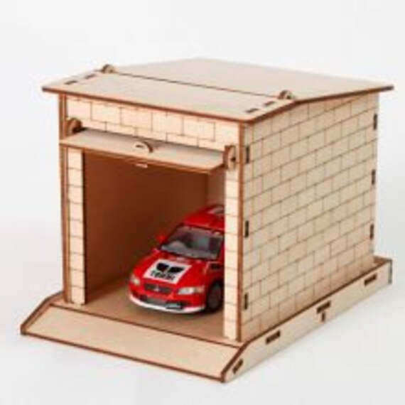 Vector plan of the CNC Miniature Car Garage Laser Cut DIY kit Kids ...