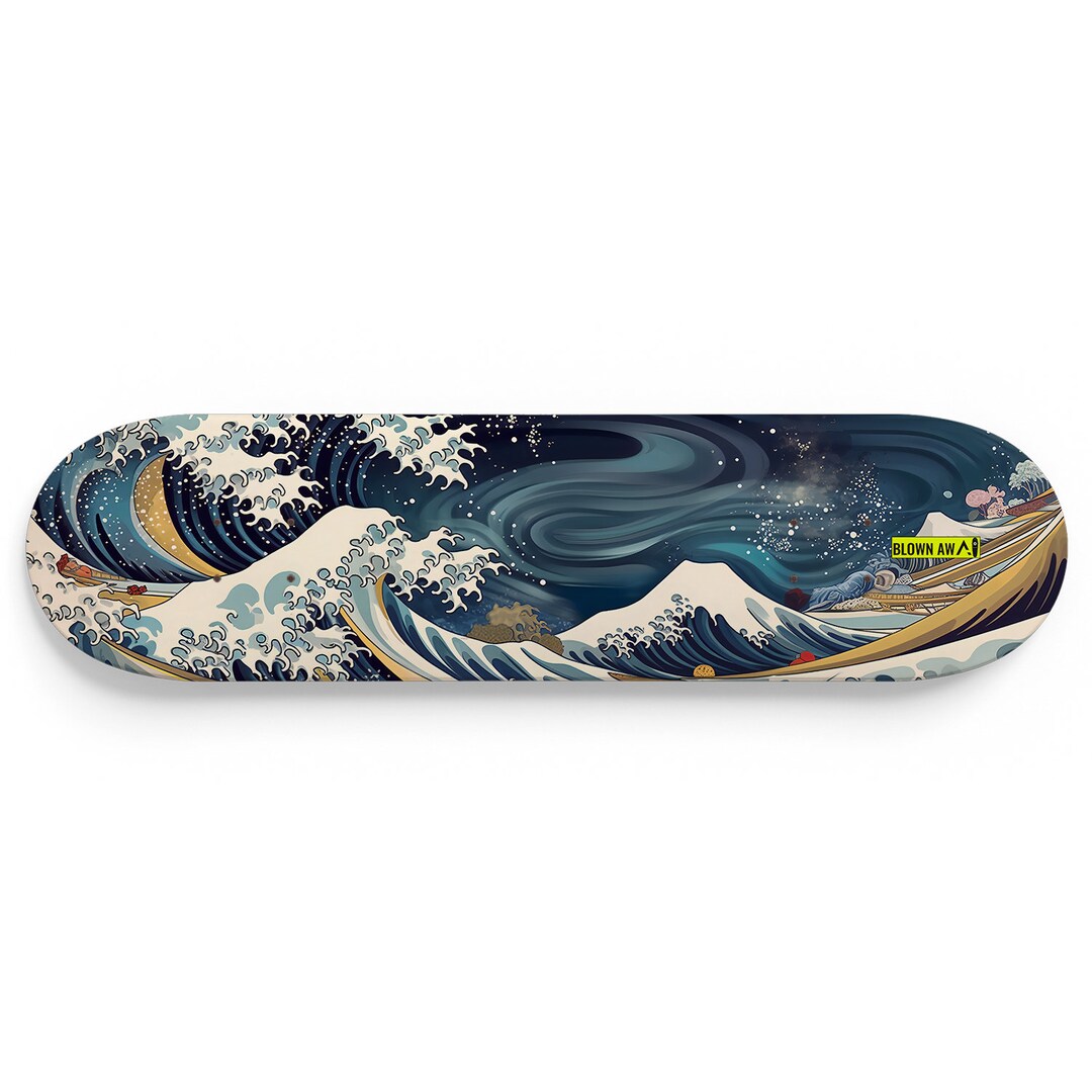 Wave Skateboard Wall Art – Japanese Art, Canadian Maple Deck - Etsy
