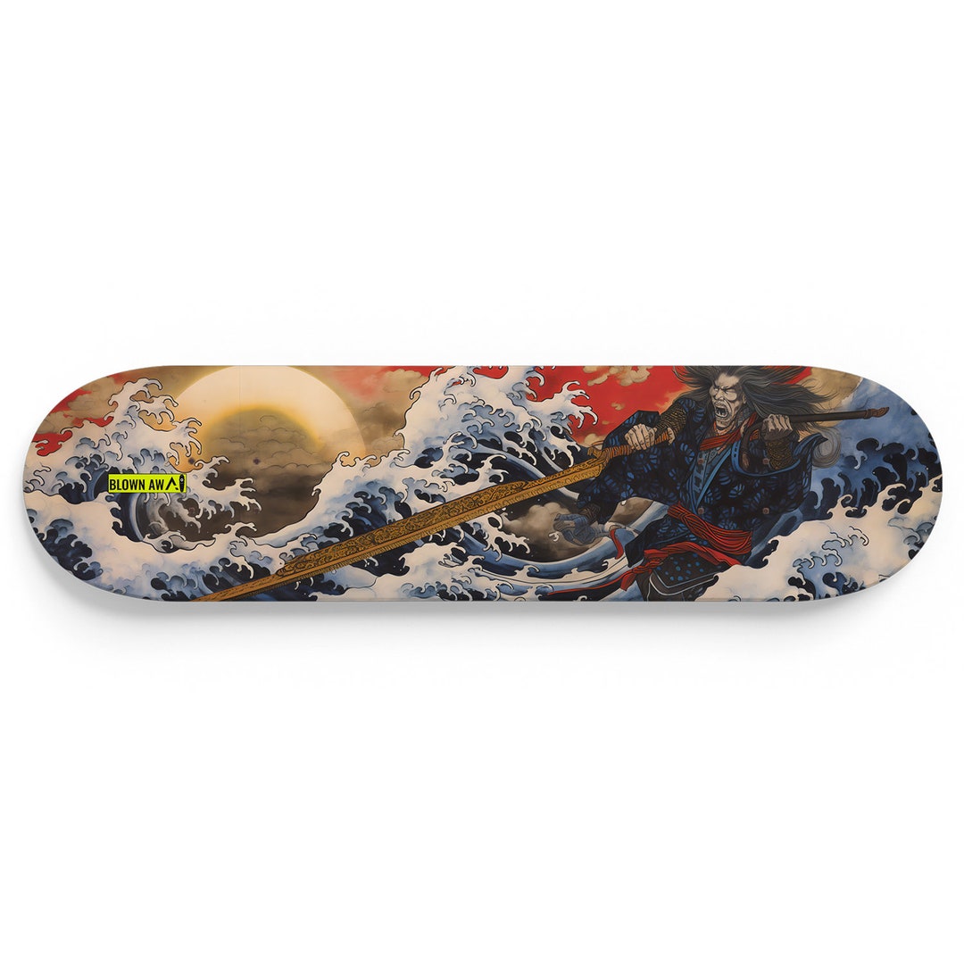 Mad Samurai in the Great Wave of Kanagawa Single Skateboard Wall Art ...