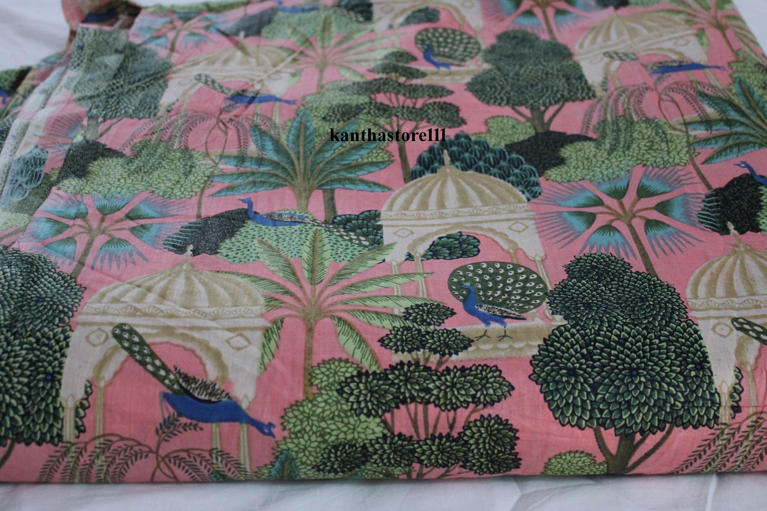 Peacock Print Fabric, Handmade Fabric, Cotton Fabric, Fabric by the ...