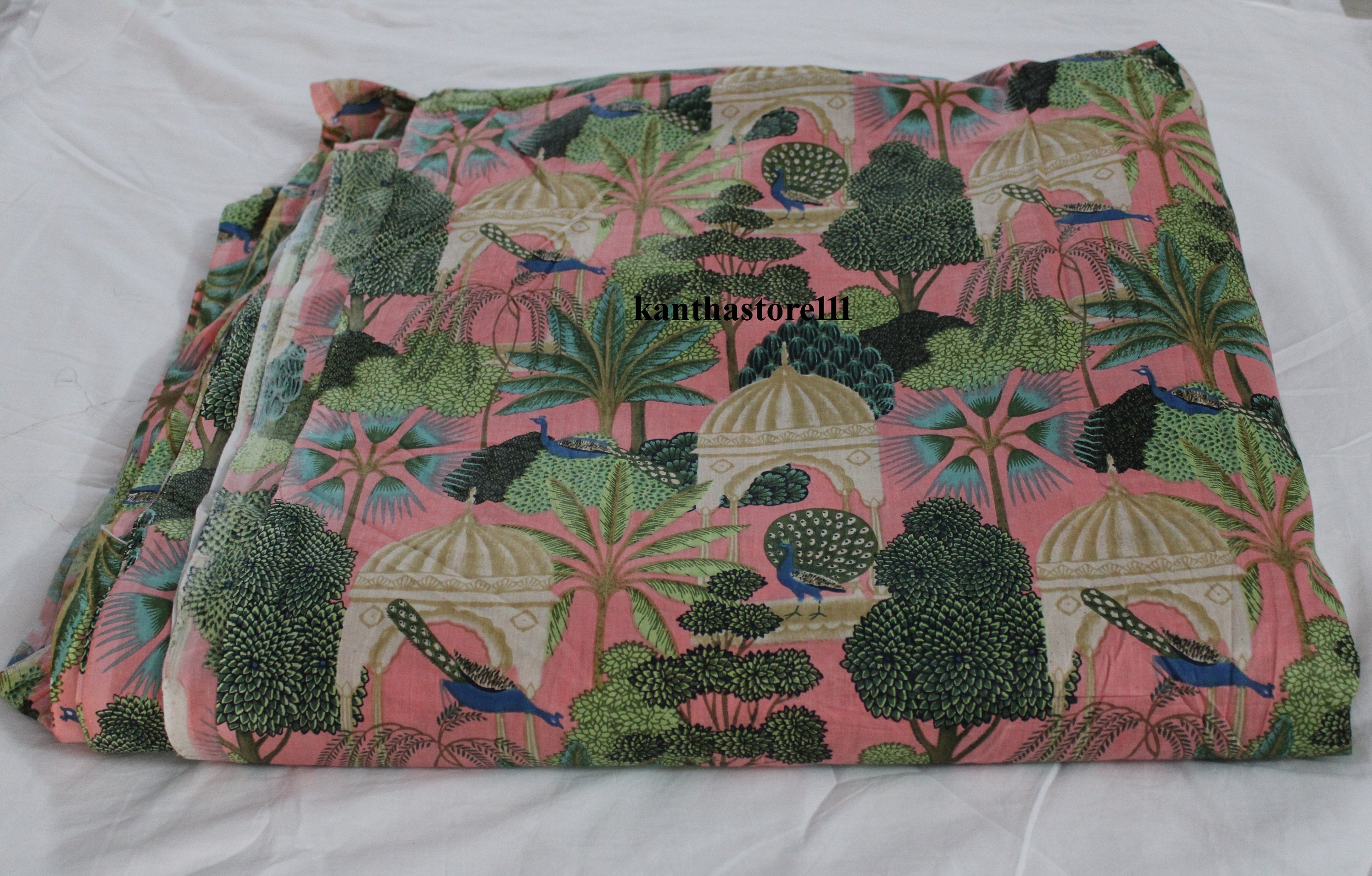 Peacock Print Fabric, Handmade Fabric, Cotton Fabric, Fabric by the ...