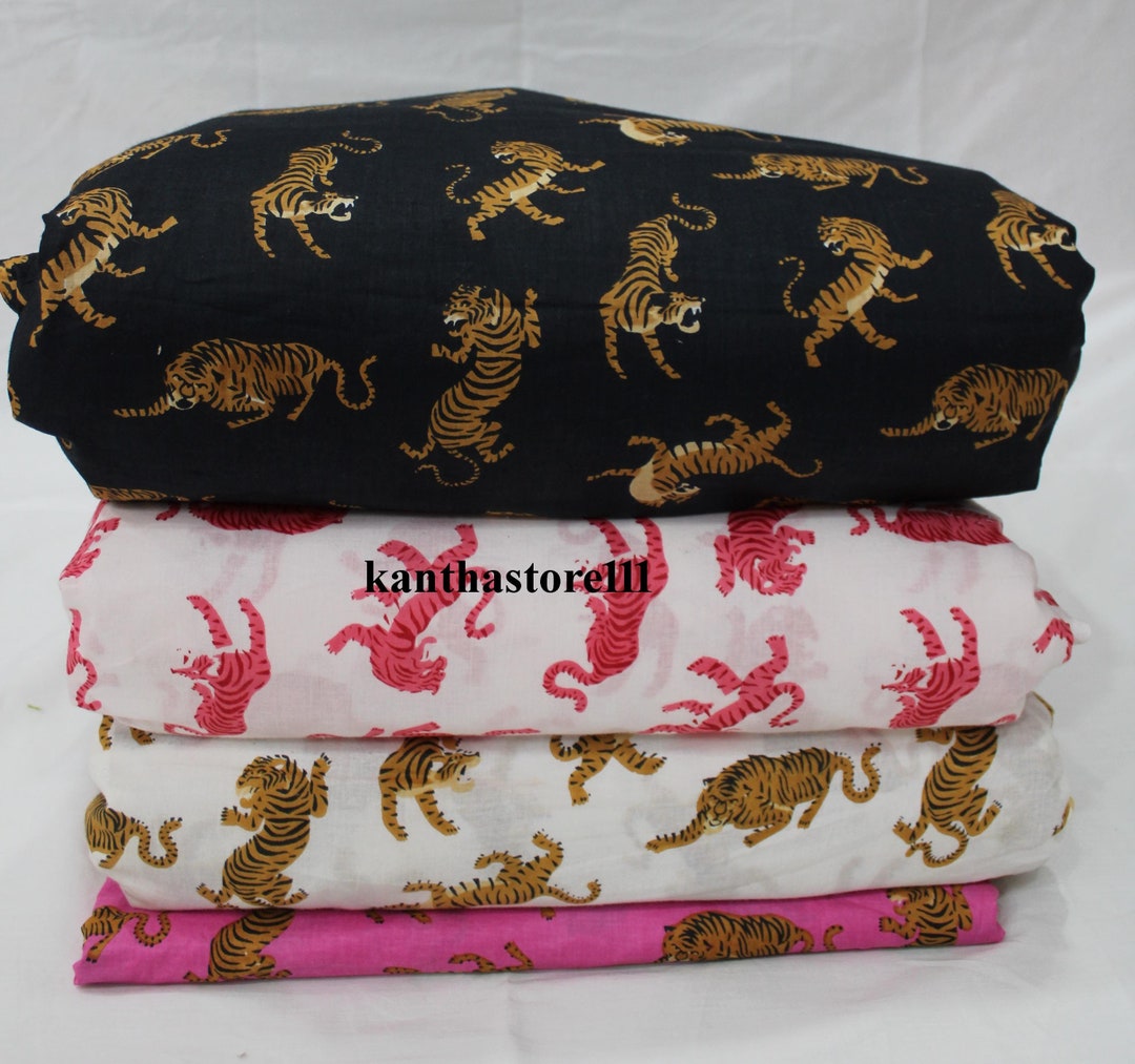 Tiger Print Cotton Fabric: Handmade Women's Dress Material - Etsy