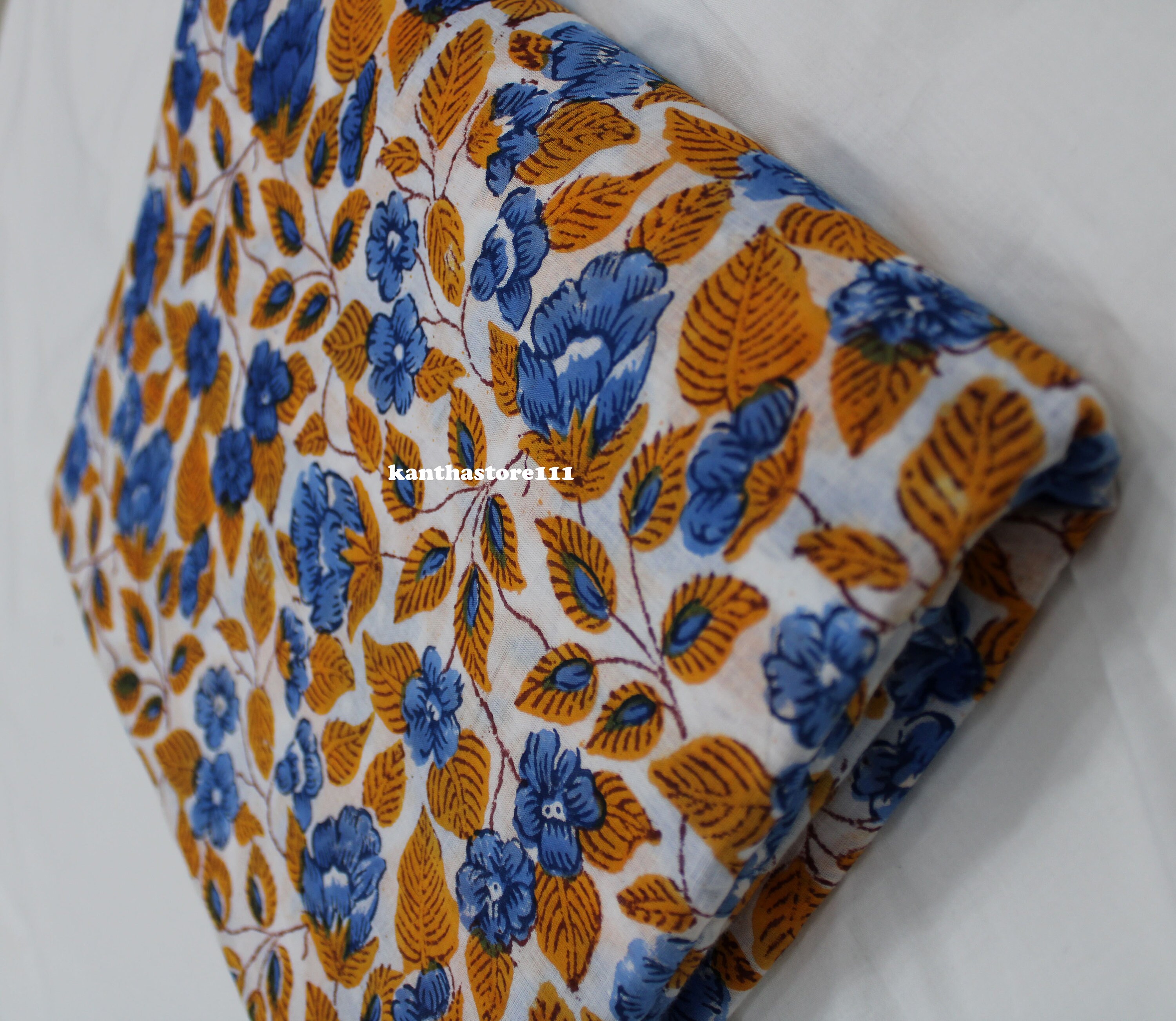 Light Weight Hand Block Fabric by the Yard Cotton Indian Fabric for ...