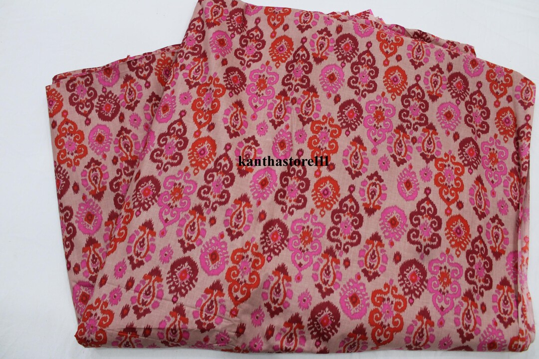 Handprint Cotton Fabric Floral Printed Cotton Fabric Dressmaking Fabric ...