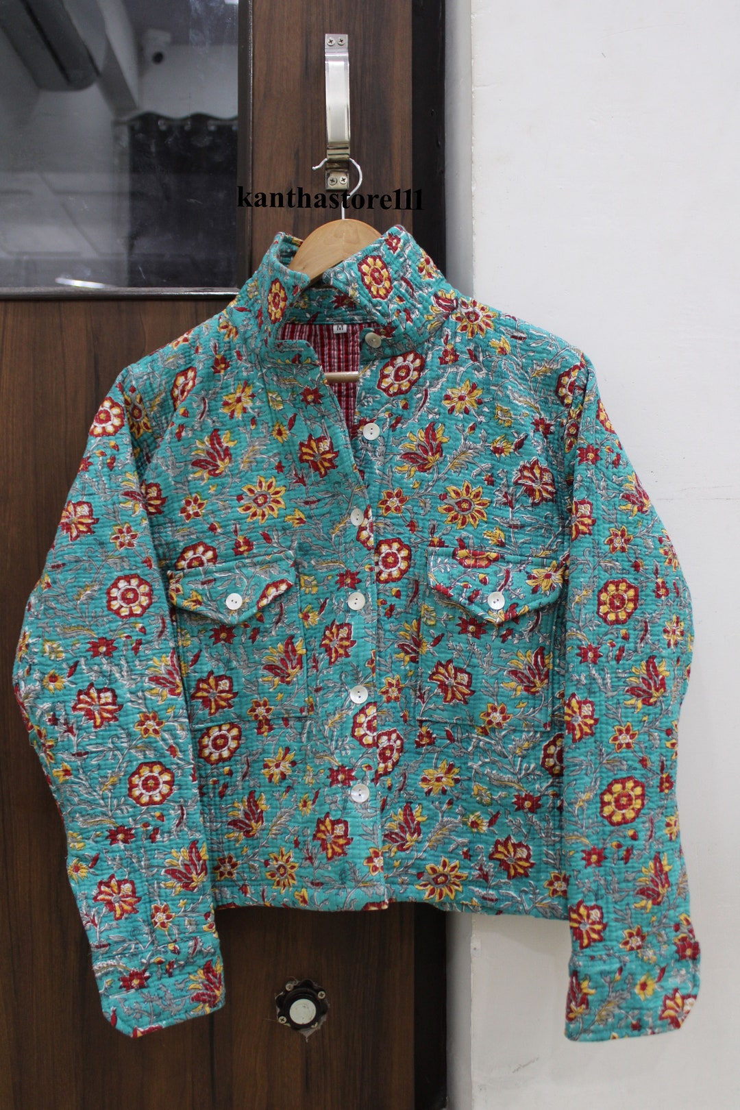 Jacket Quilted Handmade Vintage Floral Jacket Button Closer Jackets for ...