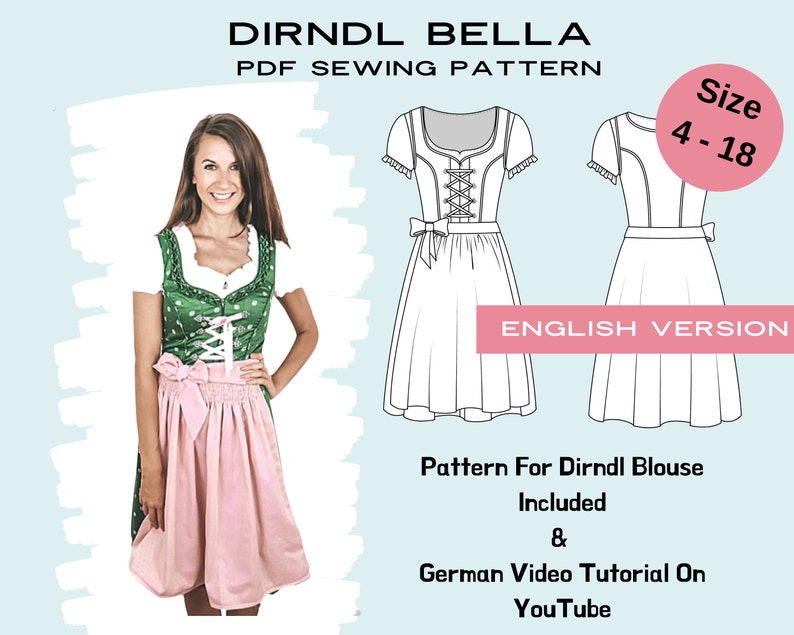 Dirndl Pattern, Dirndl Oktoberfest costume pattern, Dirndlworkshop, Austrian German Folk Dress ...