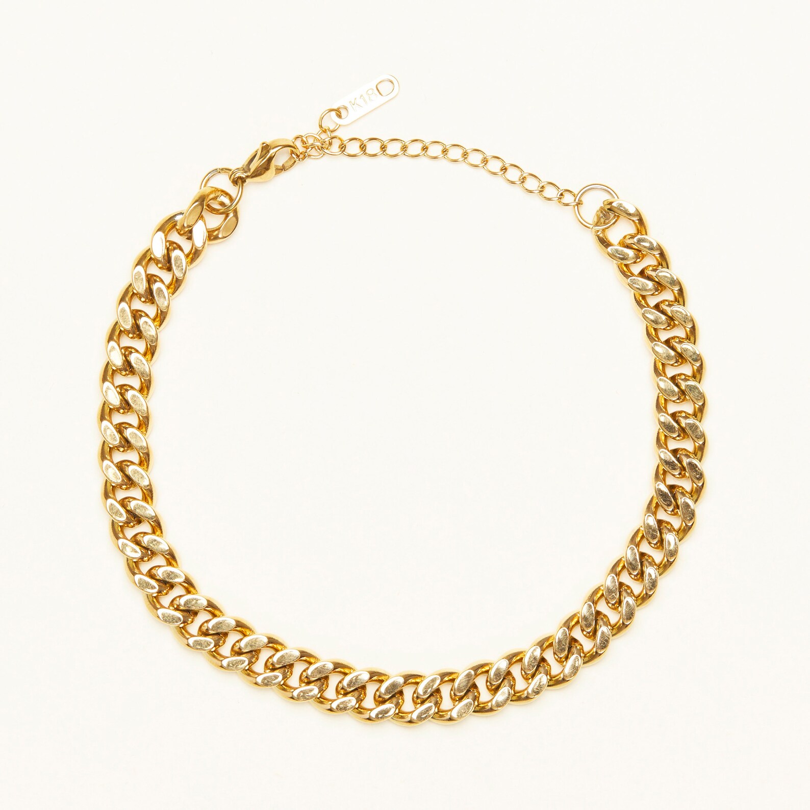 1 Piece - 18K Gold Plated Chunky Round Curb Chain Anklet (3 Styles ...