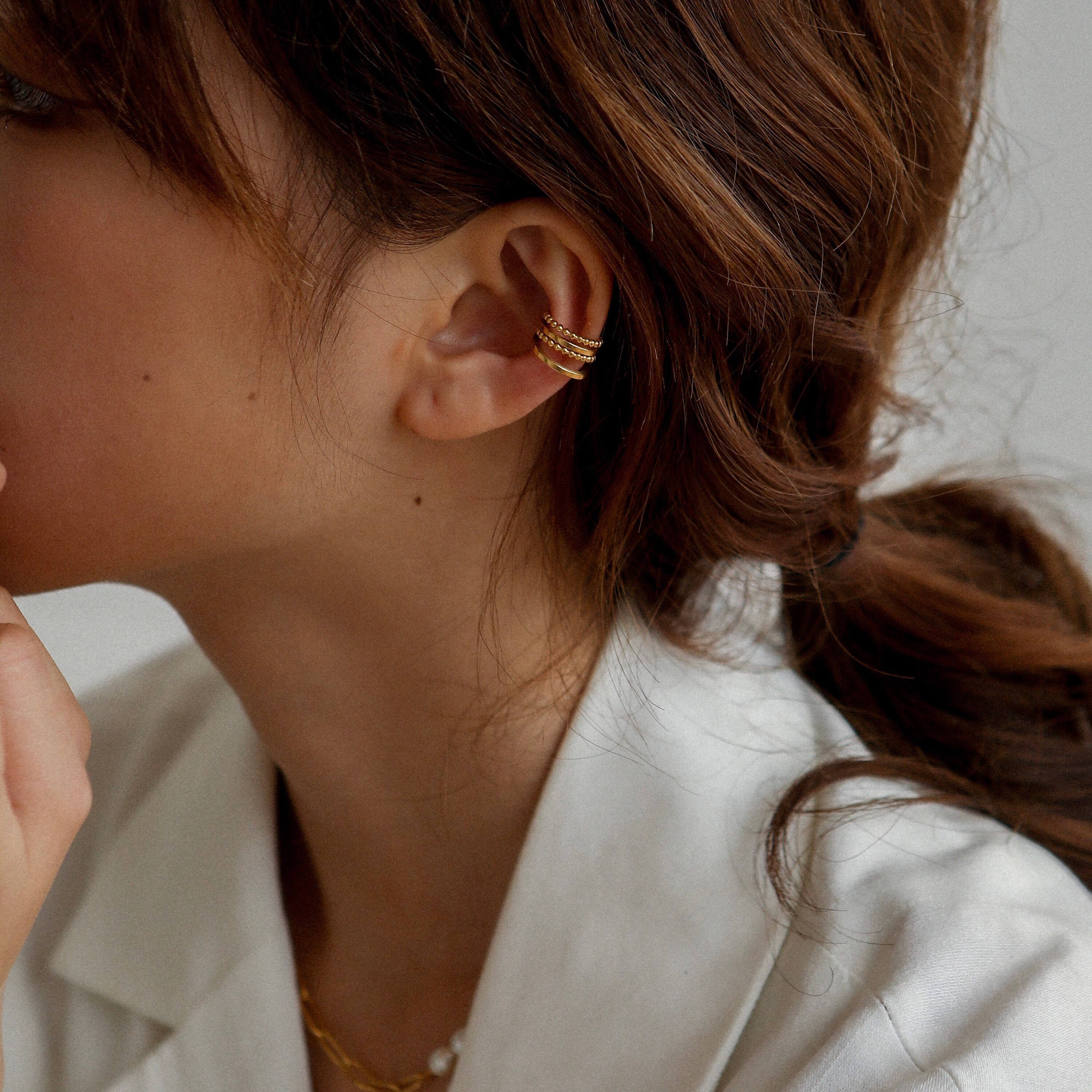 18K Gold Plated Titanium Multi-layered Ear Cuffs To-go - Etsy