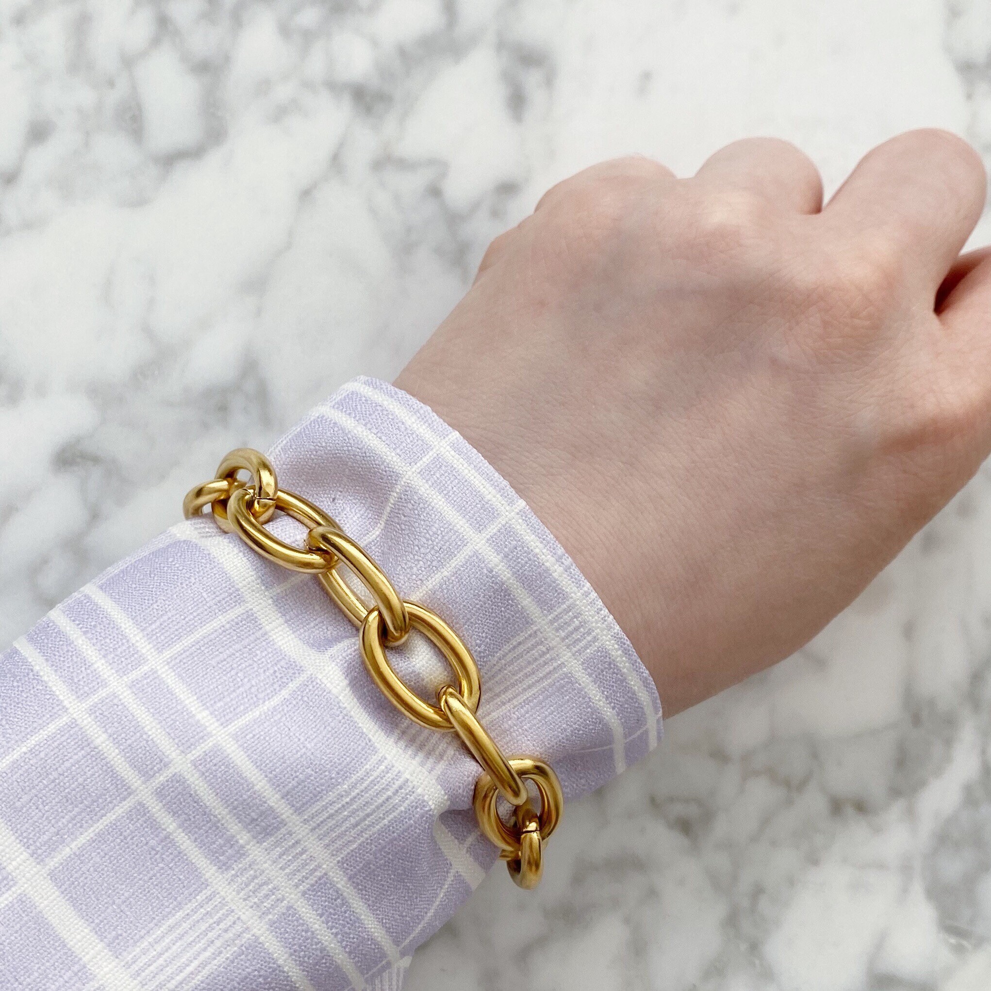 18K Gold Plated Chunky Bold Linked Chain Bracelet Instagram | Etsy