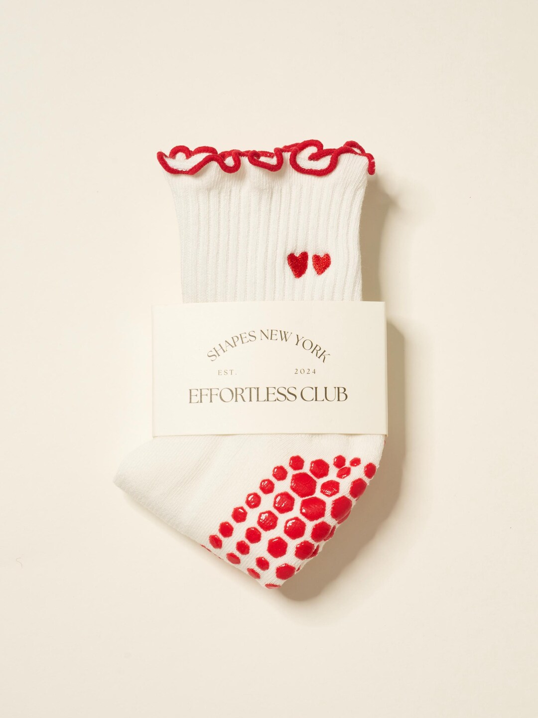 Heart Duo Pilates Grip Socks: Effortless Club Non-slip Embroidery ...