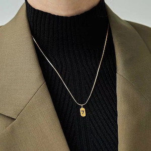 18K Gold Plated Lucky Seven Charm Necklace, Number Pendant Necklace ...