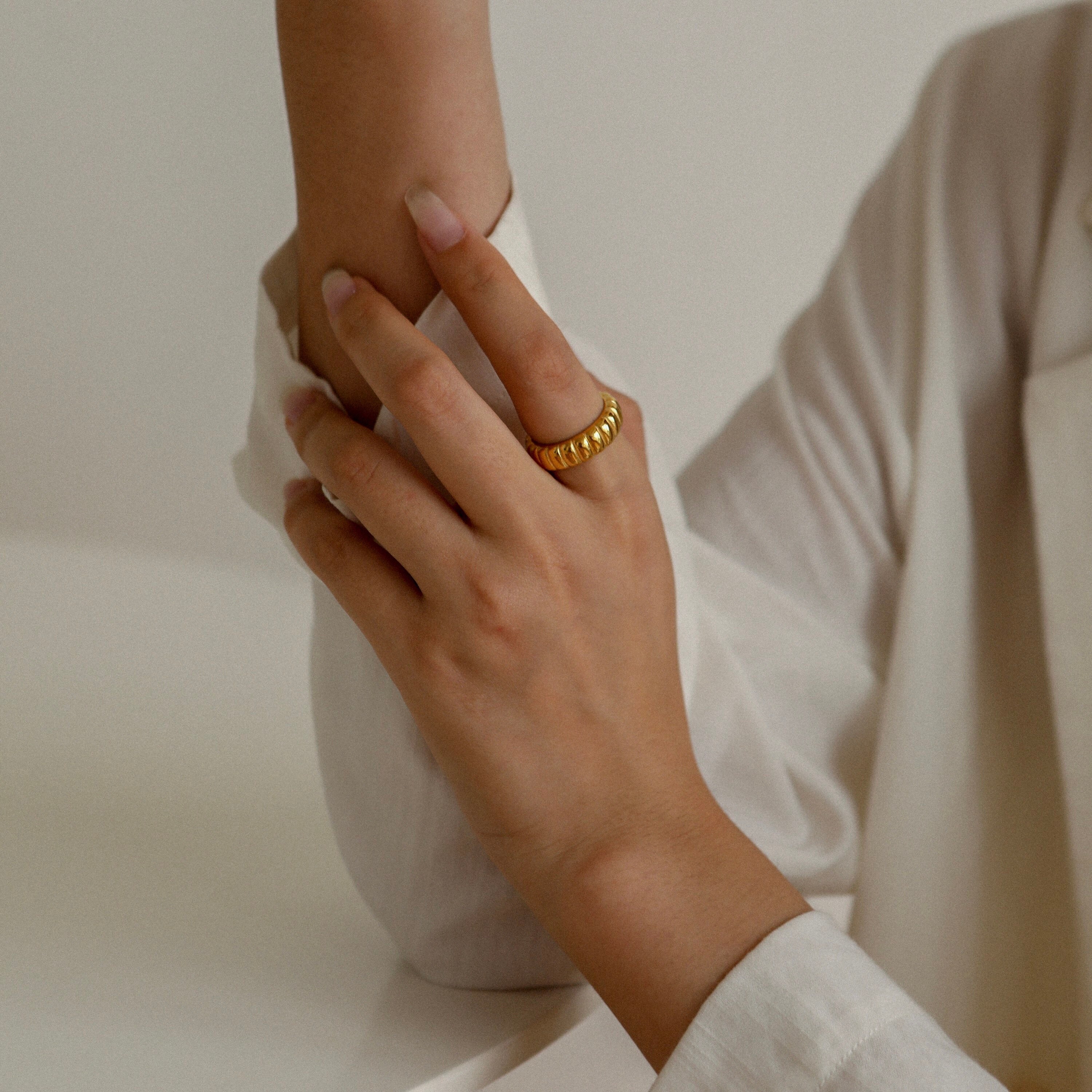 18K Gold Plated Fluffy Band Ring Minimalist Women Jewelry | Etsy