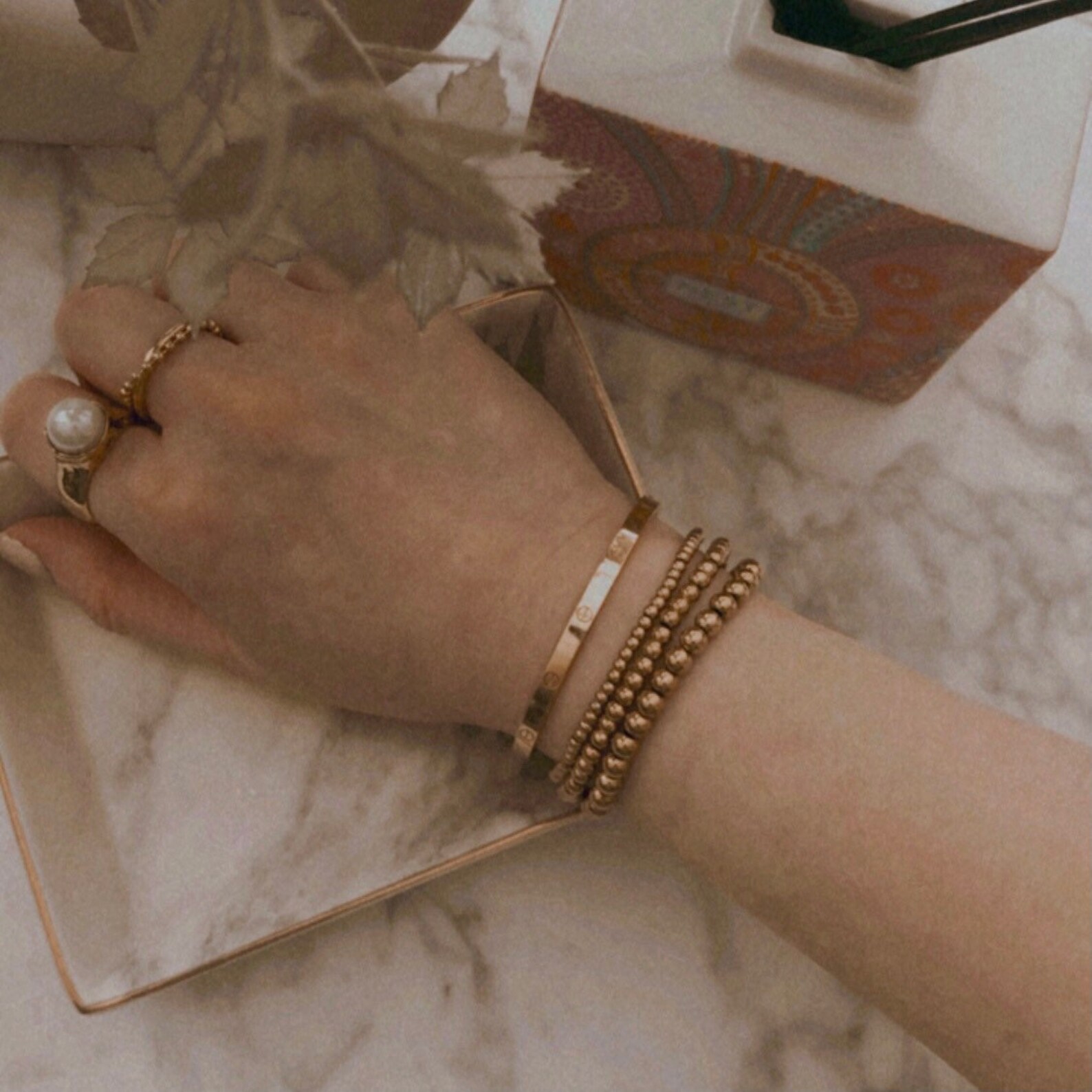 18K Gold Plated Pearl Signet Ring Vintage Styled Statement | Etsy