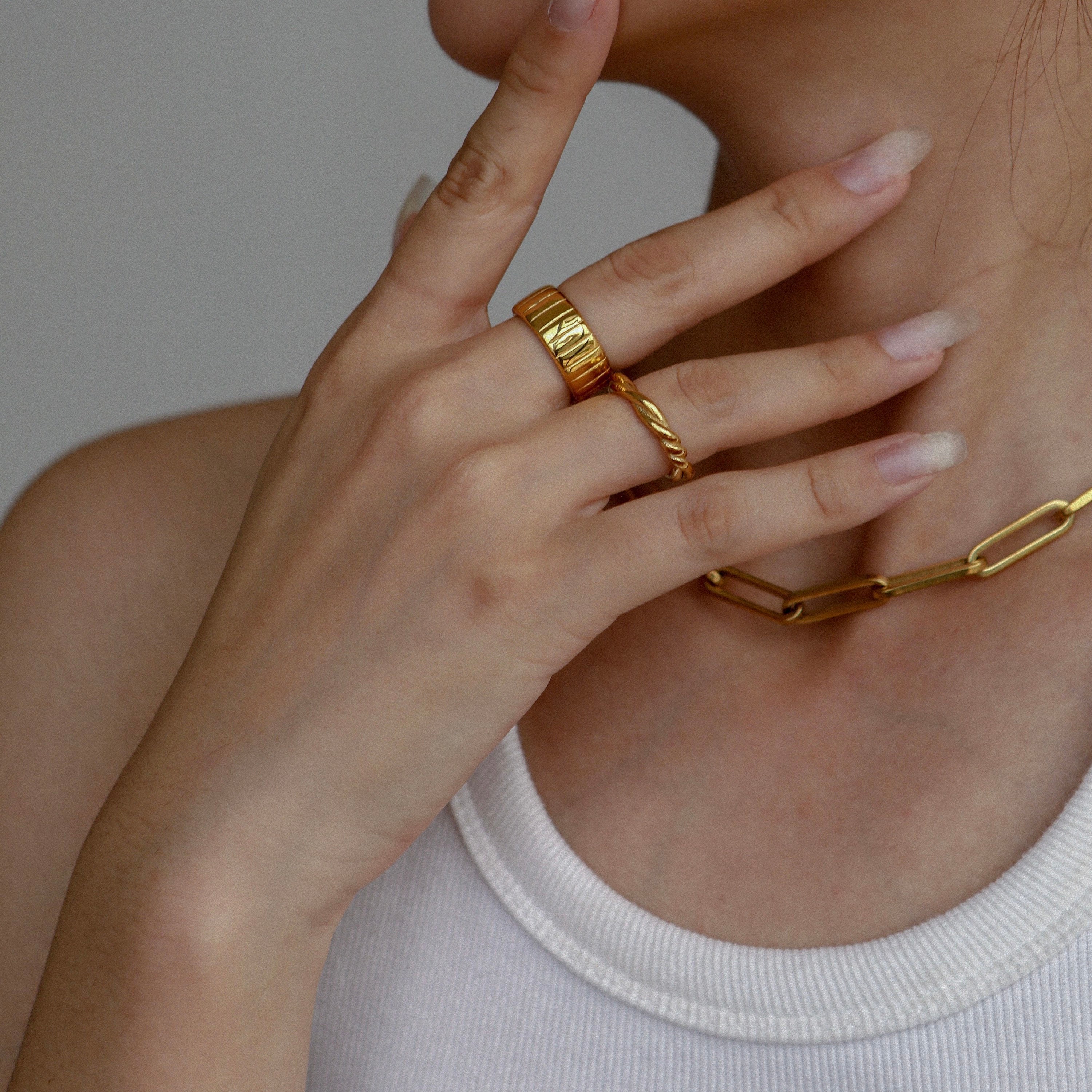 18K Gold Plated Fluffy Band Ring Minimalist Women Jewelry | Etsy