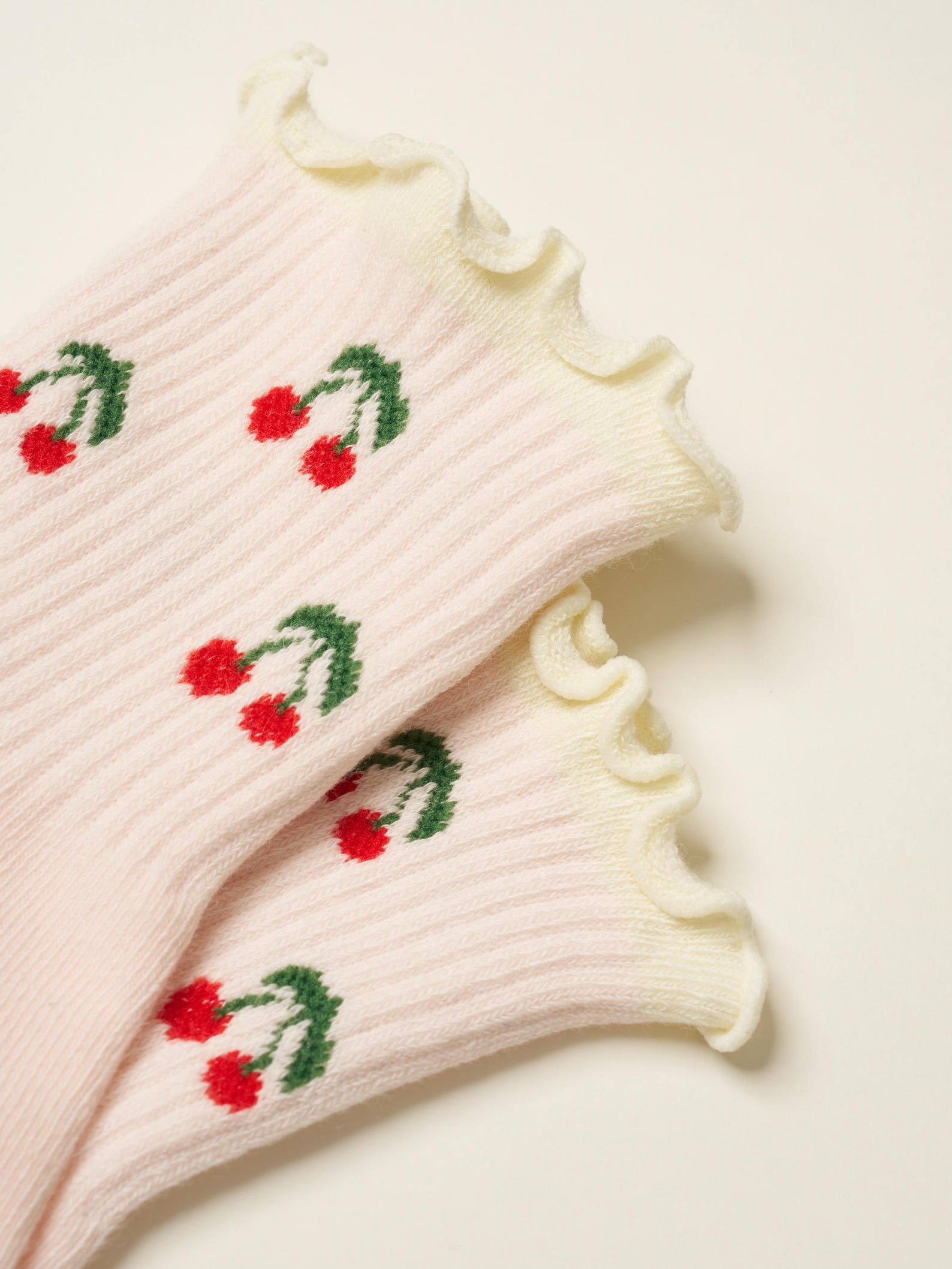 Effortless Club Crew Half Calf Grip Socks, Cherry Printed Pilates Socks ...