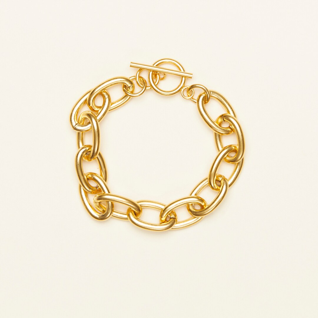 18K Gold Plated Chunky Bold Linked Chain Bracelet, Instagram Style ...