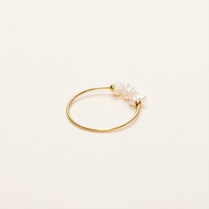 18K Gold Plated Mini Freshwater Pearl Ring, Natural Pearls, Women ...