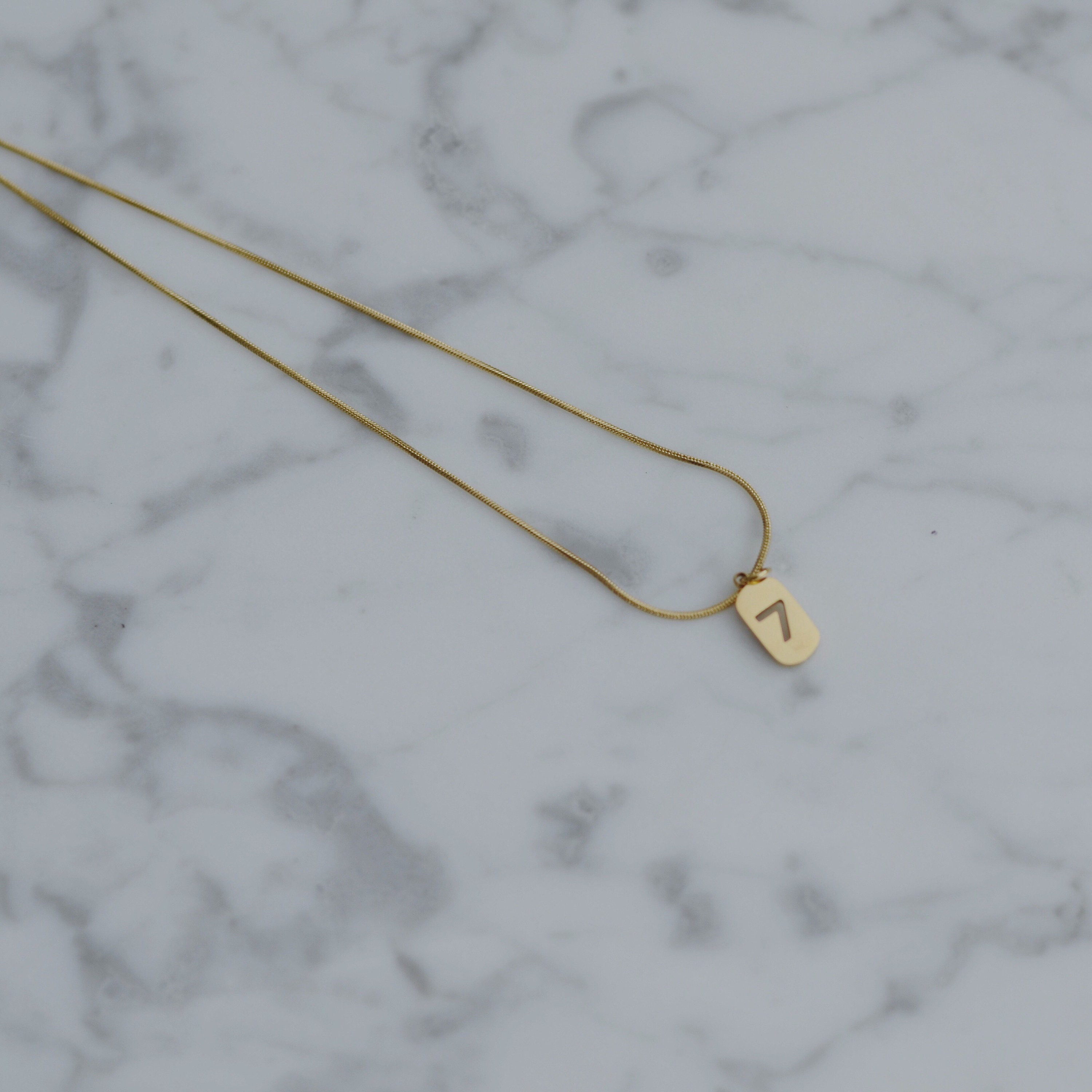 18K Gold Plated Lucky Seven Charm Necklace Number Pendant | Etsy