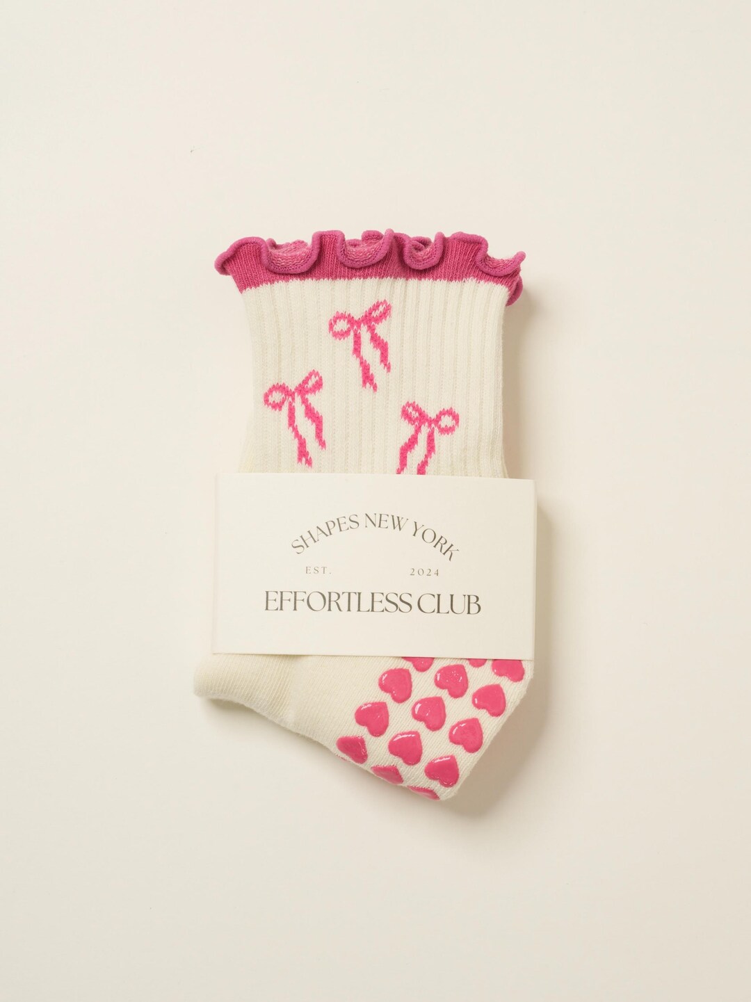 Effortless Club Grip Socks, Spring/summer Girlie Pink Bow, Crew Half ...