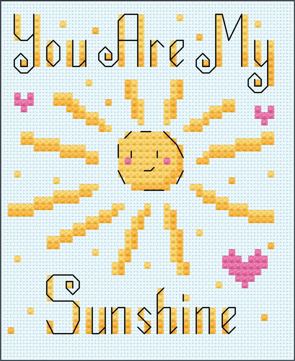 You Are My Sunshine - Printable Cross Stitch Chart Pattern - Digital ...