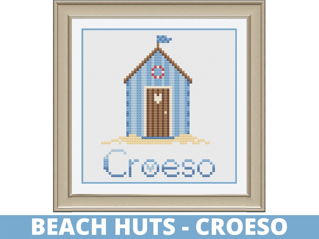 Welcome Croeso Beach Huts - Printable Cross Stitch Chart Pattern ...