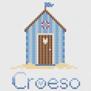 Welcome Croeso Beach Huts Printable Cross Stitch Chart Pattern Digital ...