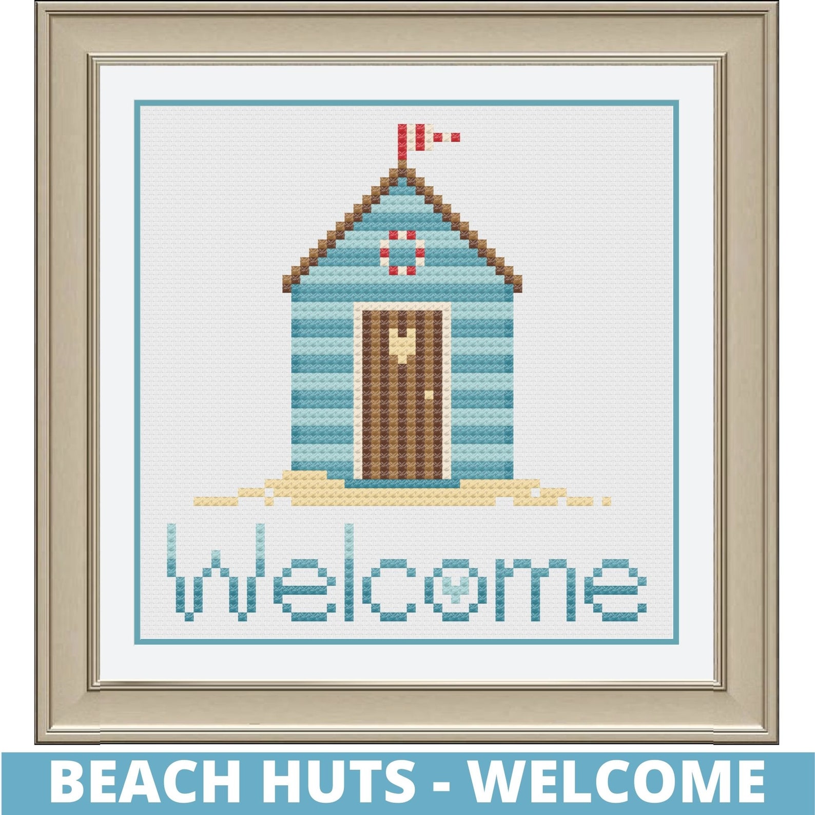 Welcome and Croeso Beach Huts Bundle Printable Cross Stitch - Etsy