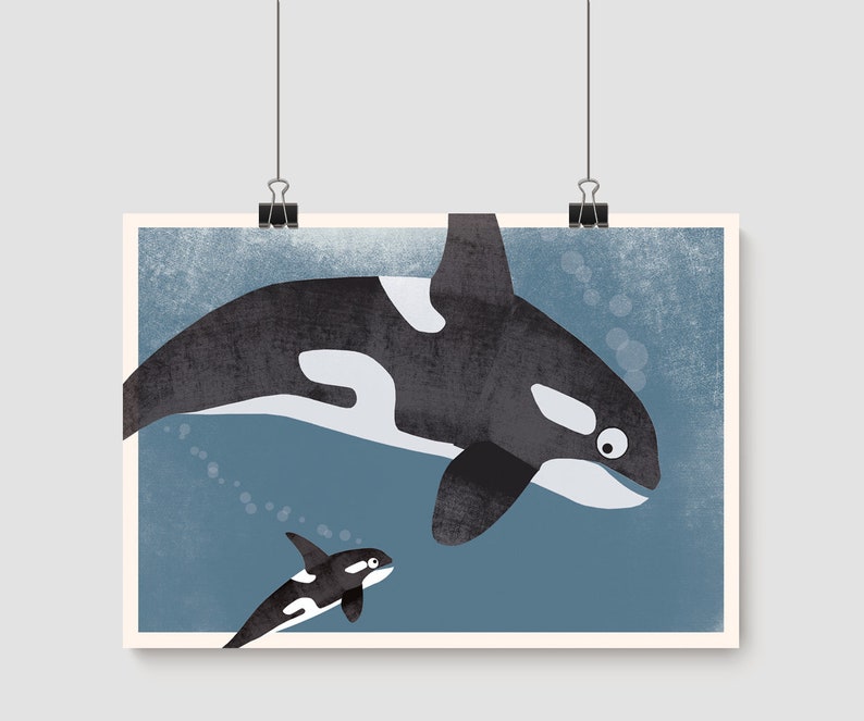 Poster Orcas Killer Whales Poster A4 Illustrations Animal - Etsy