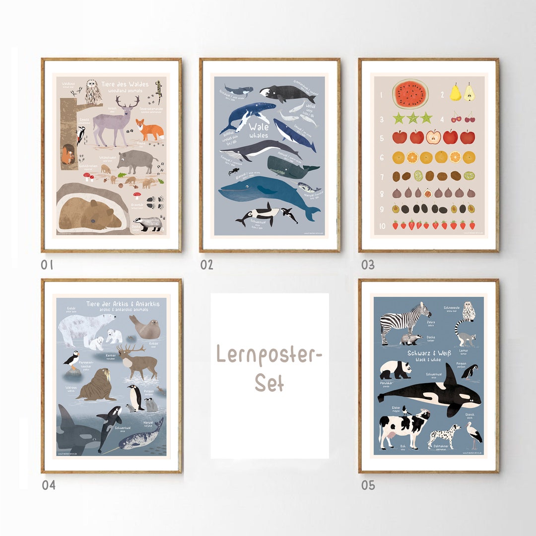 5 Posters, Children's Poster Set, DIN A4, Children's Room Poster ...