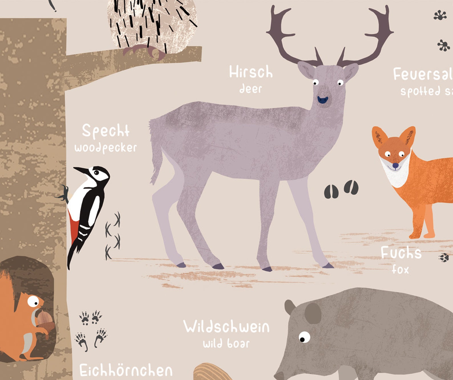 Tiere des Waldes Poster A4 2 Varianten Illustrationen - Etsy Schweiz