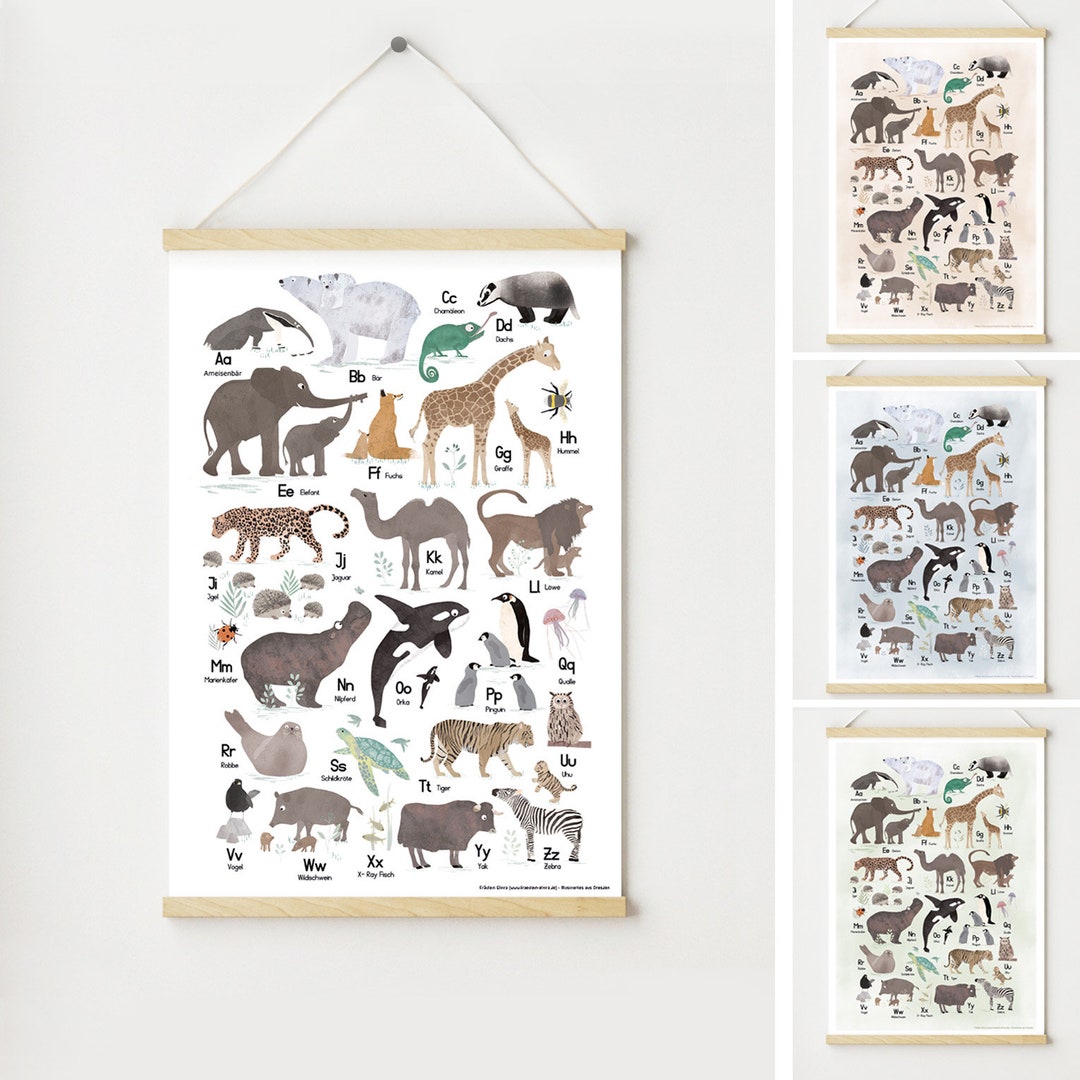 ABC Poster Animals Poster Bar, Learning Poster, Animal Poster, DIN A3 ...