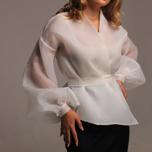 Sheer Milky White Organza Blouse For Bridewrap Silk Blouse Etsy