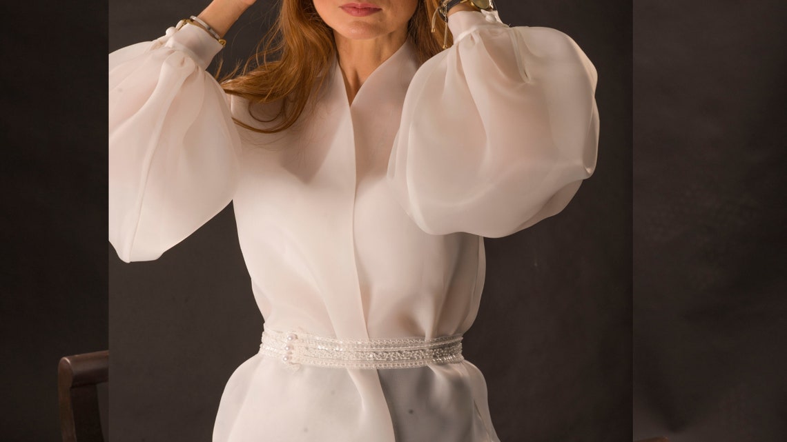 Sheer Milky White Organza Blouse For Bridewrap Silk Blouse Etsy Uk