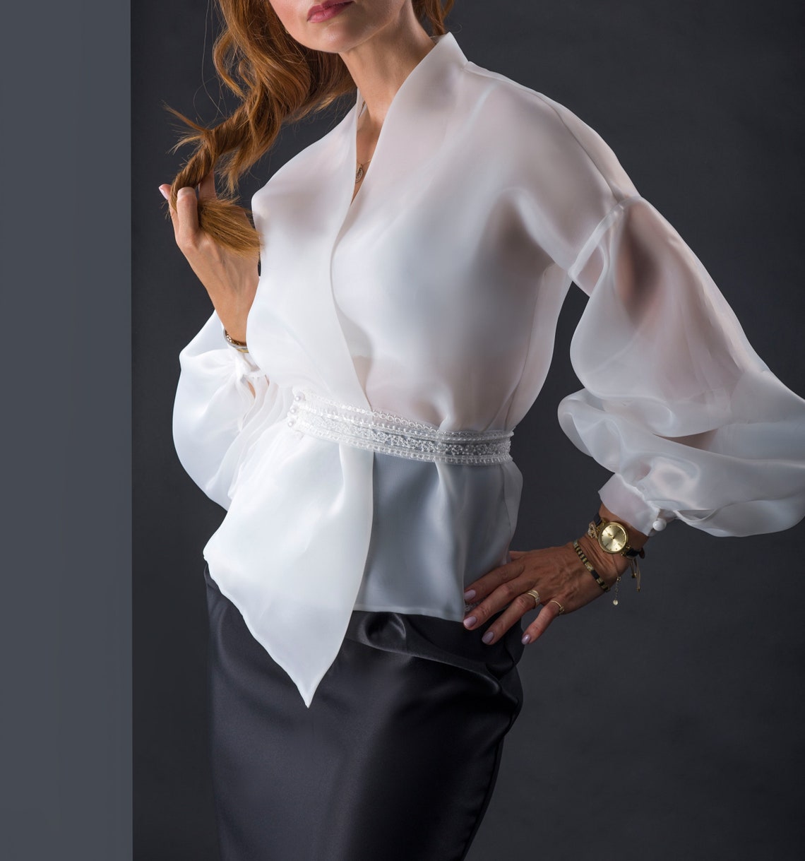 Sheer Milky White Organza Blouse For Bridewrap Silk Blouse Etsy