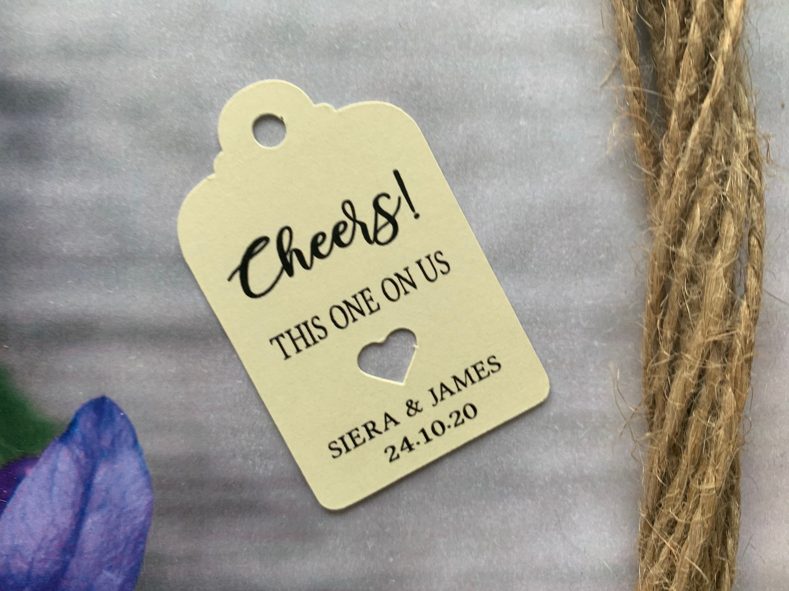 Personalised Cheers Tag Alcohol Thank You Wedding Favour Tags Drink ...