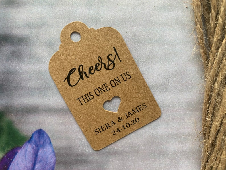 Personalised Cheers Tag Alcohol Thank You Wedding Favour Tags Drink ...