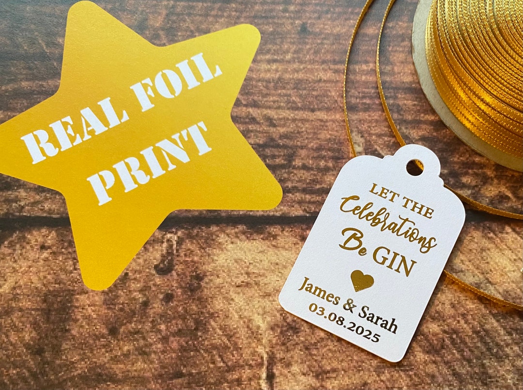 10X Personalised Real Foil Be Gin Favour Tags Celebration Begin Alcohol ...
