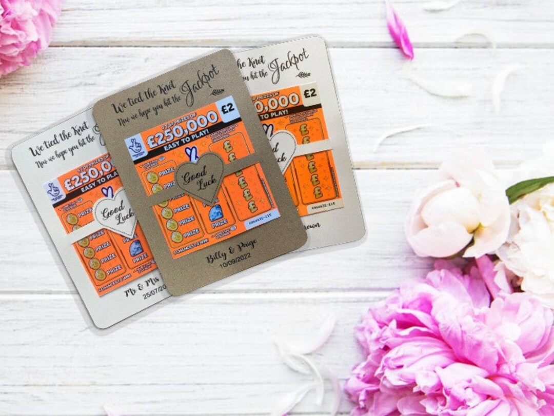 6X Personalised 2 Pound Scratch Card/lottery Ticket Holders Wedding ...