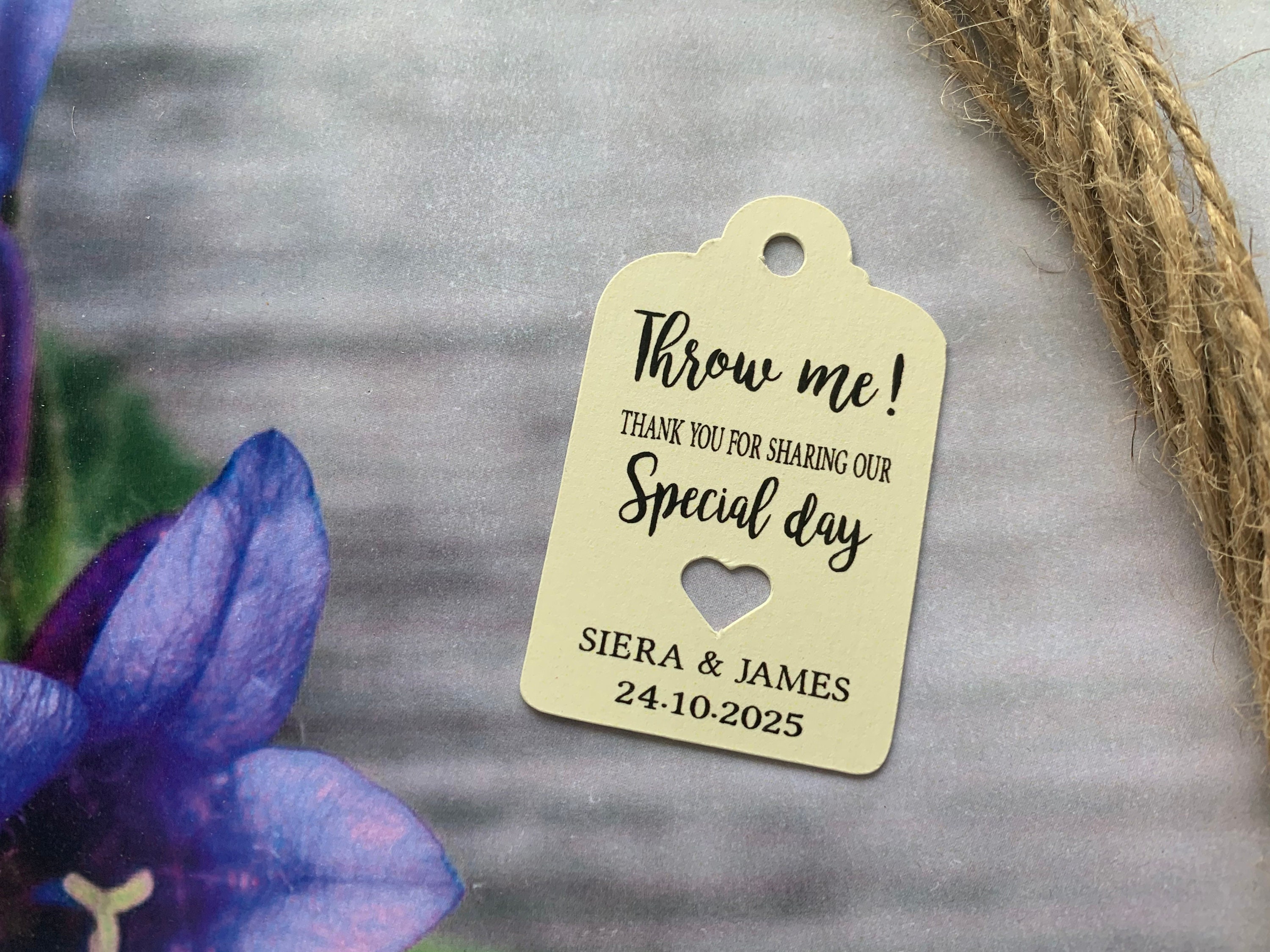 Personalised Throw Me Tags Confetti Cone Thank you Wedding | Etsy