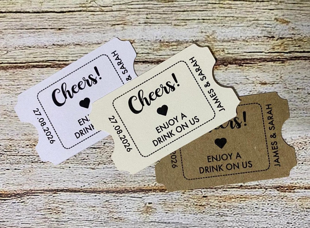 Personalised Drink Token Cheers Tag Alcohol Thank You Wedding Favour ...