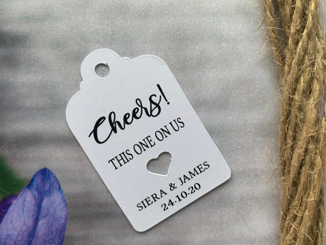 Personalised Cheers Tag Alcohol Thank you Wedding Favour Tags | Etsy