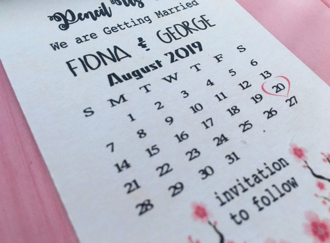 Pencil Us in Wedding Invitation Save the Date Evening Calendar Card ...