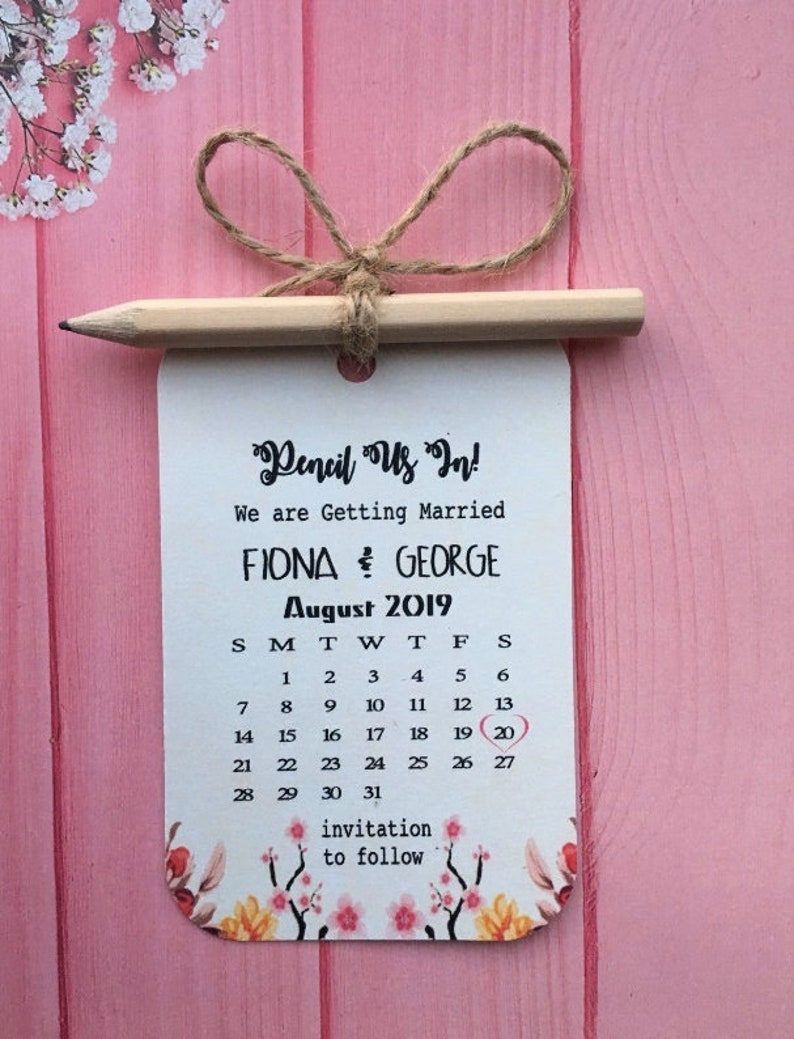 Pencil Us in Wedding Invitation Save the Date Evening Calendar Card ...