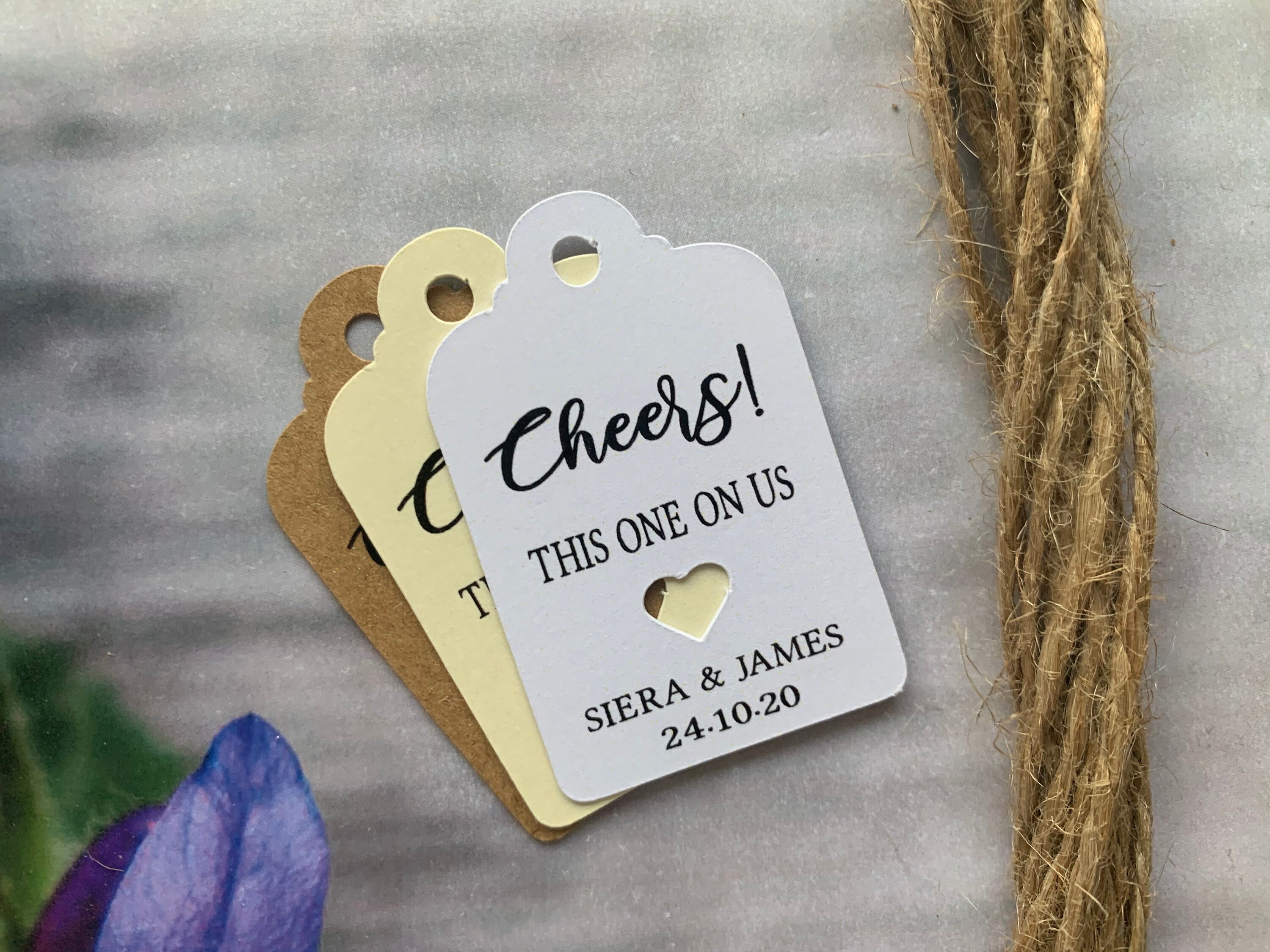 Personalised Cheers Tag Alcohol Thank You Wedding Favour Tags Drink ...