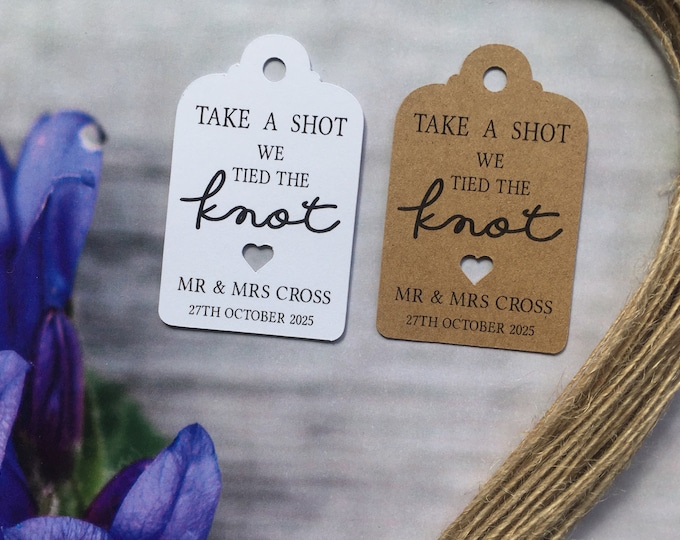 Take a Shot We Tied the Knot Tag, Mini Liquor Bottle Tag, Wedding Tag ...